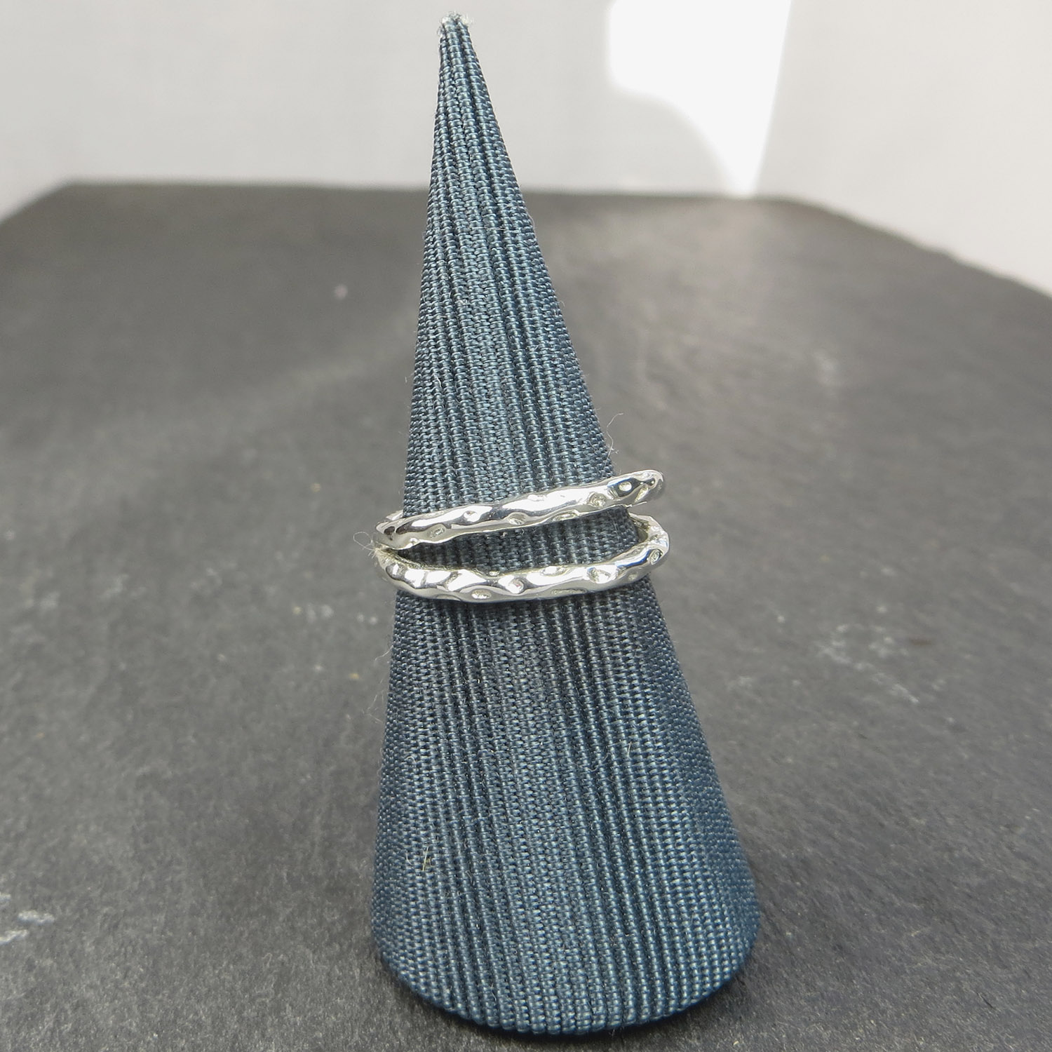 Double bar liquid silver ring – Clarity